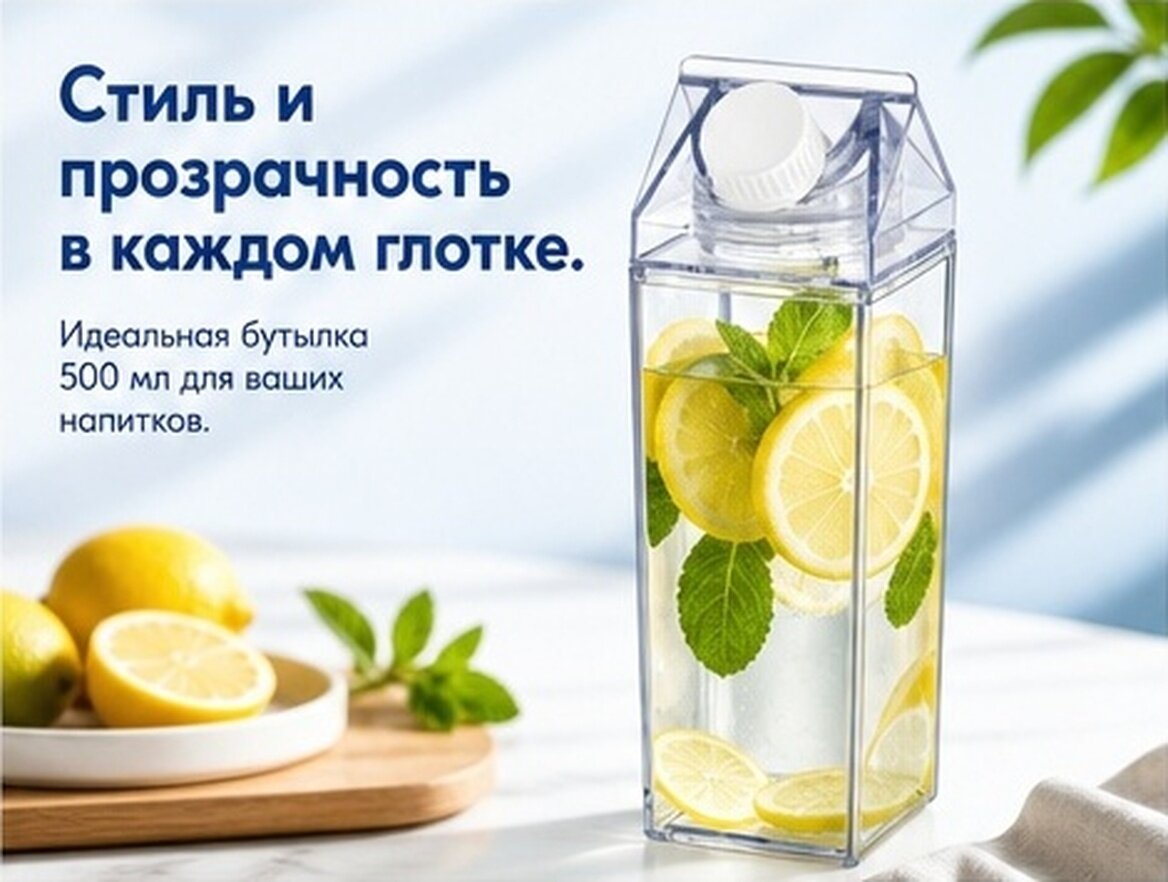 Прозрачная Бутылка Cabilock 500мл Для Напитков С Уплотненной Крышкой Идеальна Для Дома И На Выходе