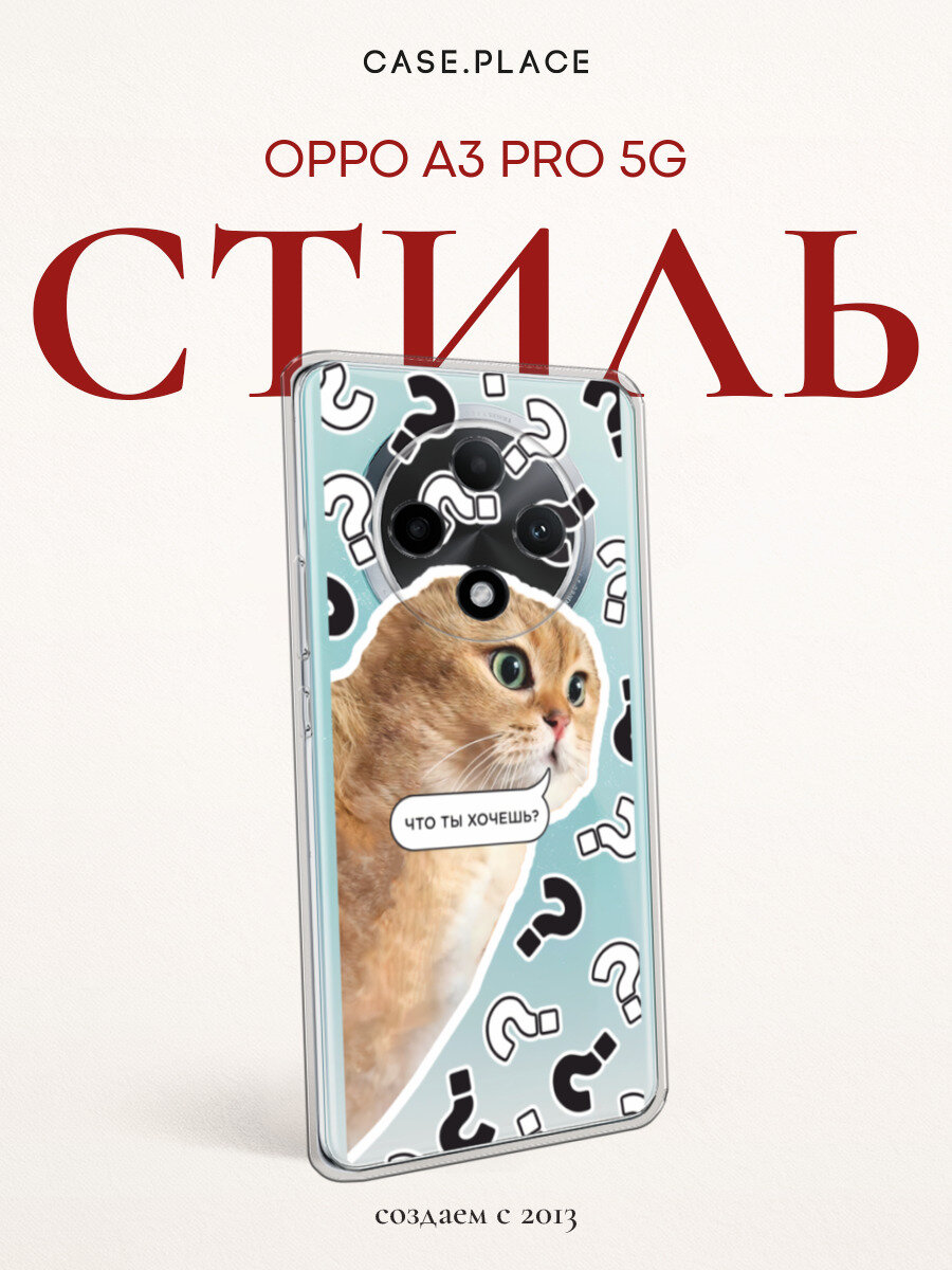 Чехол на Oppo A3 Pro 5G / Оппо A3 Про 5G с принтом С котом парный, прозрачный