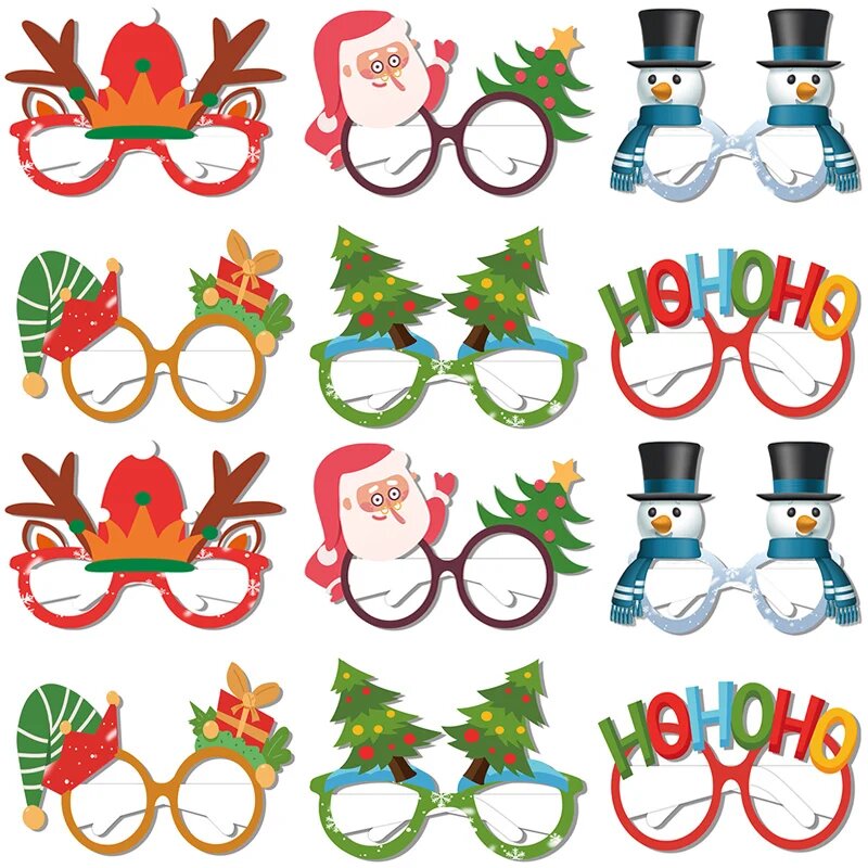 Рождественские бумажные очки Joy-enlife 6/12 шт. 12pcs glasses B