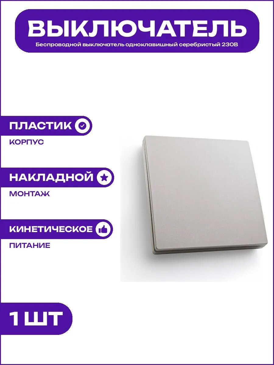 Дистанционный выключатель света кинетический серебро 500Вт
