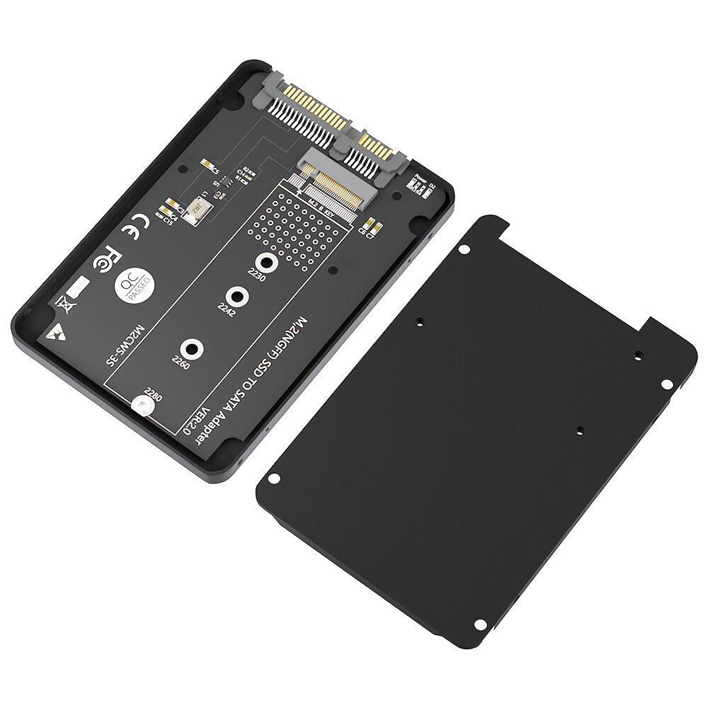 Адаптер M.2 для 2.5 SATA корпуса, конвертер NGFF SSD B & M Key для карт SATA 3.0, совместим с 2230, 2242, 2260, 2280, черный