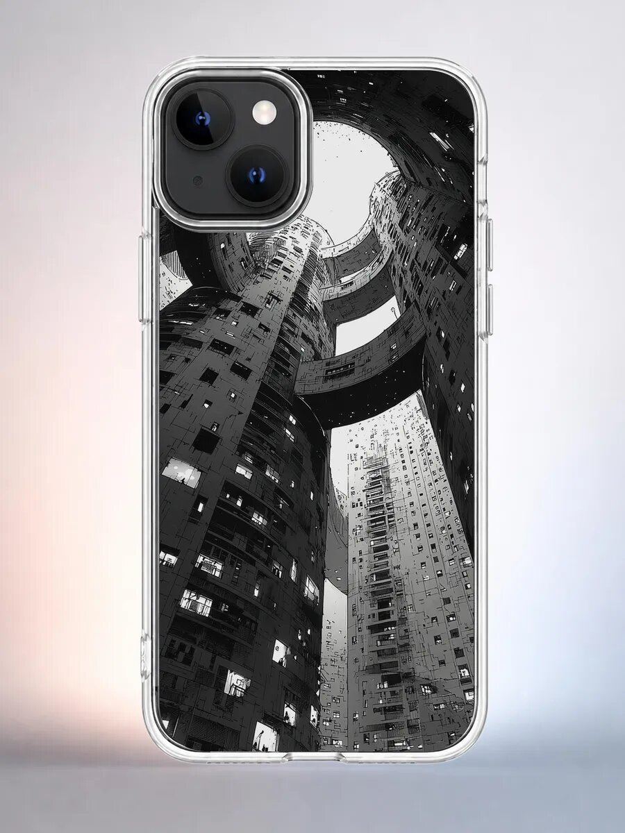 Чехол iPhone 13 тоннель здания свет силиконовый