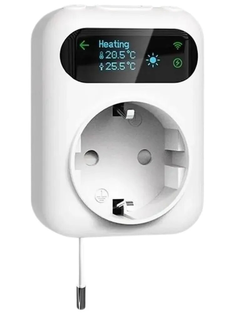 Умный дом WiFi розетка с датчиком температуры /термостат/таймер TP5W (под Tuya, Smart Life, дом с алисой), 100-240В AC, 16А