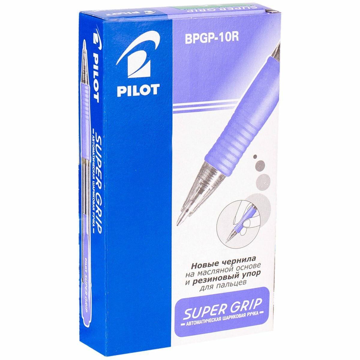 Ручка шариковая автоматическая Pilot Super Grip (0.32мм, зеленая, масляная основа) (BPGP-10R-F-G), 12шт.