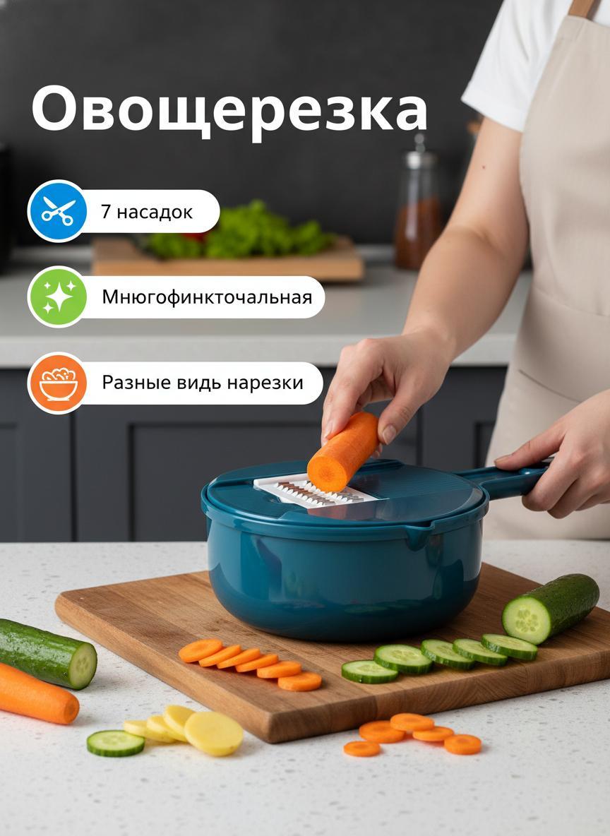 Овощерезка Терка со сменными ножами для корейской моркови Безопасная терка