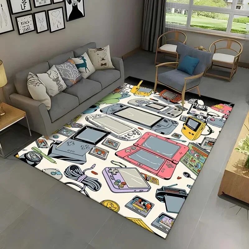 Винтажный напольный коврик для игровой консоли для комнаты Серый, 60x90cm24x36in, HJJ2-250421022154