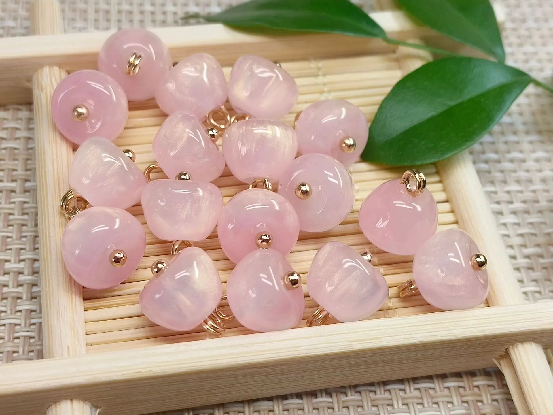 Декоративные пуговицы-яблоки из смолы, 11 мм, 10 шт. Розовый, Pink