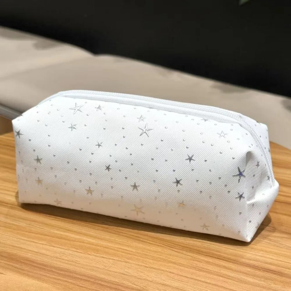 Милый пенал с рисунком звезд и горошка Белый, White