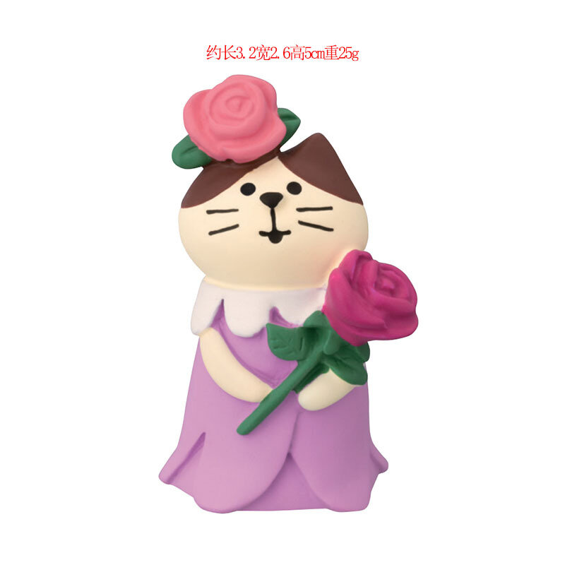 Резиновая фигурка кота с розами для коробки-сюрприза в декоре