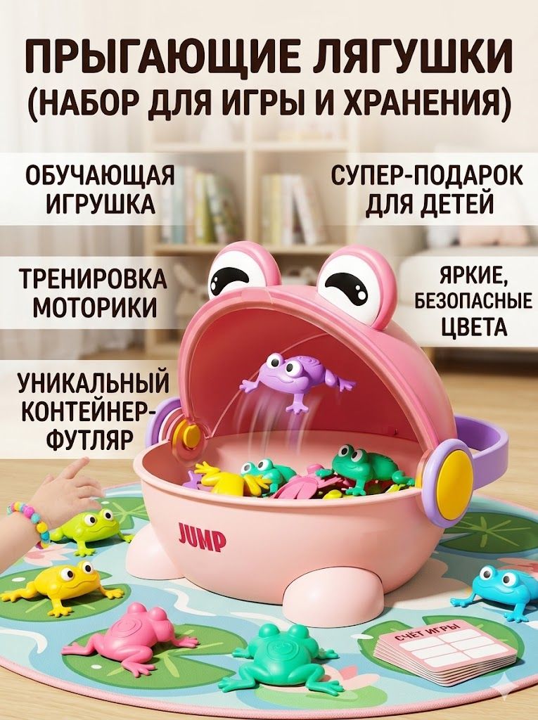 Веселые лягушата / Настольные развивающие игры для детей Играс / На ловкость от 3 лет