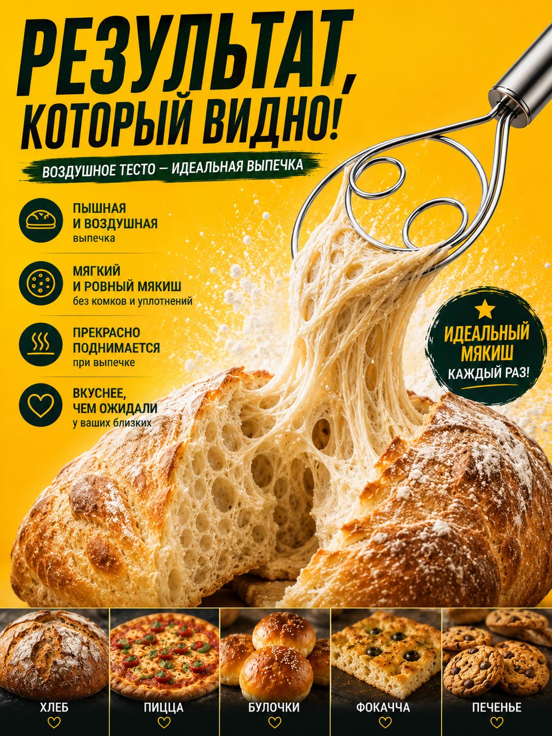 Венчик датский для взбивания и замеса теста
