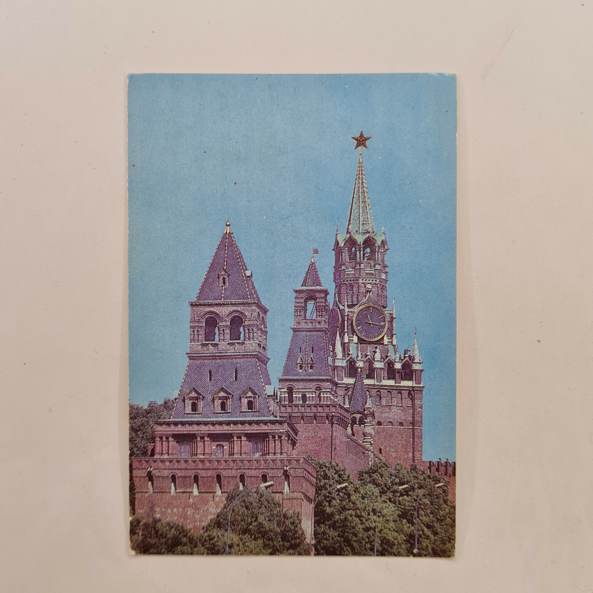 Карманный календарик 1991. Москва, Кремль, Спасская башня, историческая архитектура. Календарь винта