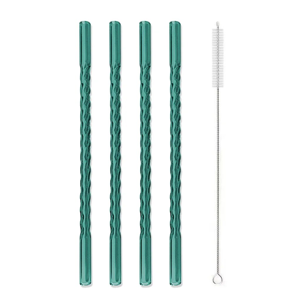 Многоразовые стеклянные трубочки Snplowum Dark green