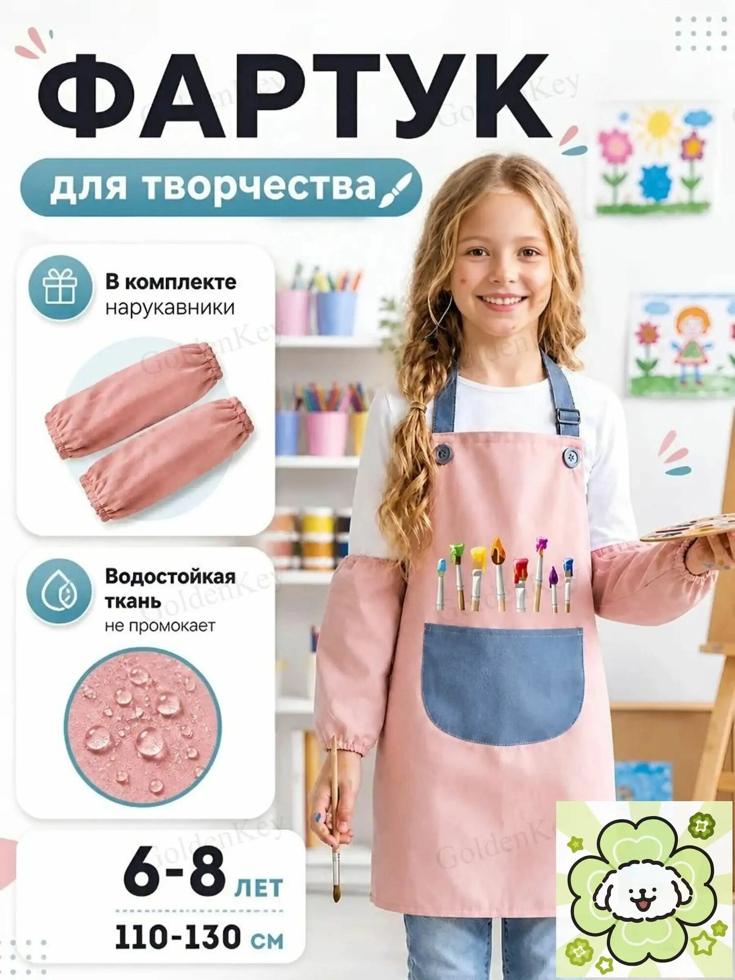 Фартук для рисования и творчества с нарукавниками детский