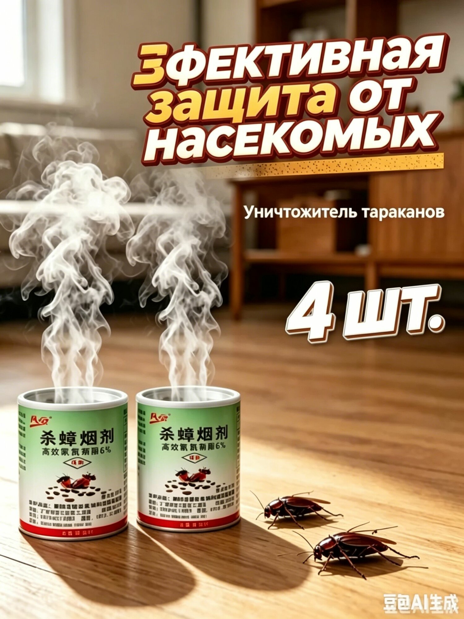 Дымовая шашка от тараканов, клопов, пауков, универсальное средство от вредителей в доме