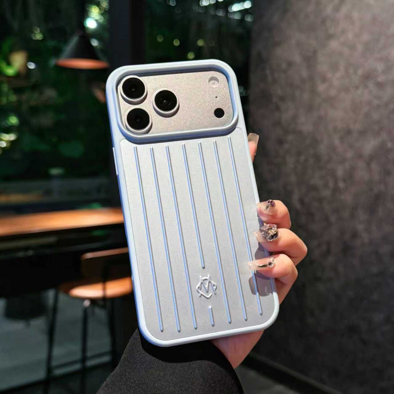 Чехол для iPhone 14 Pro в стиле RIMOWA, небесно-голубой, роскошный дизайн