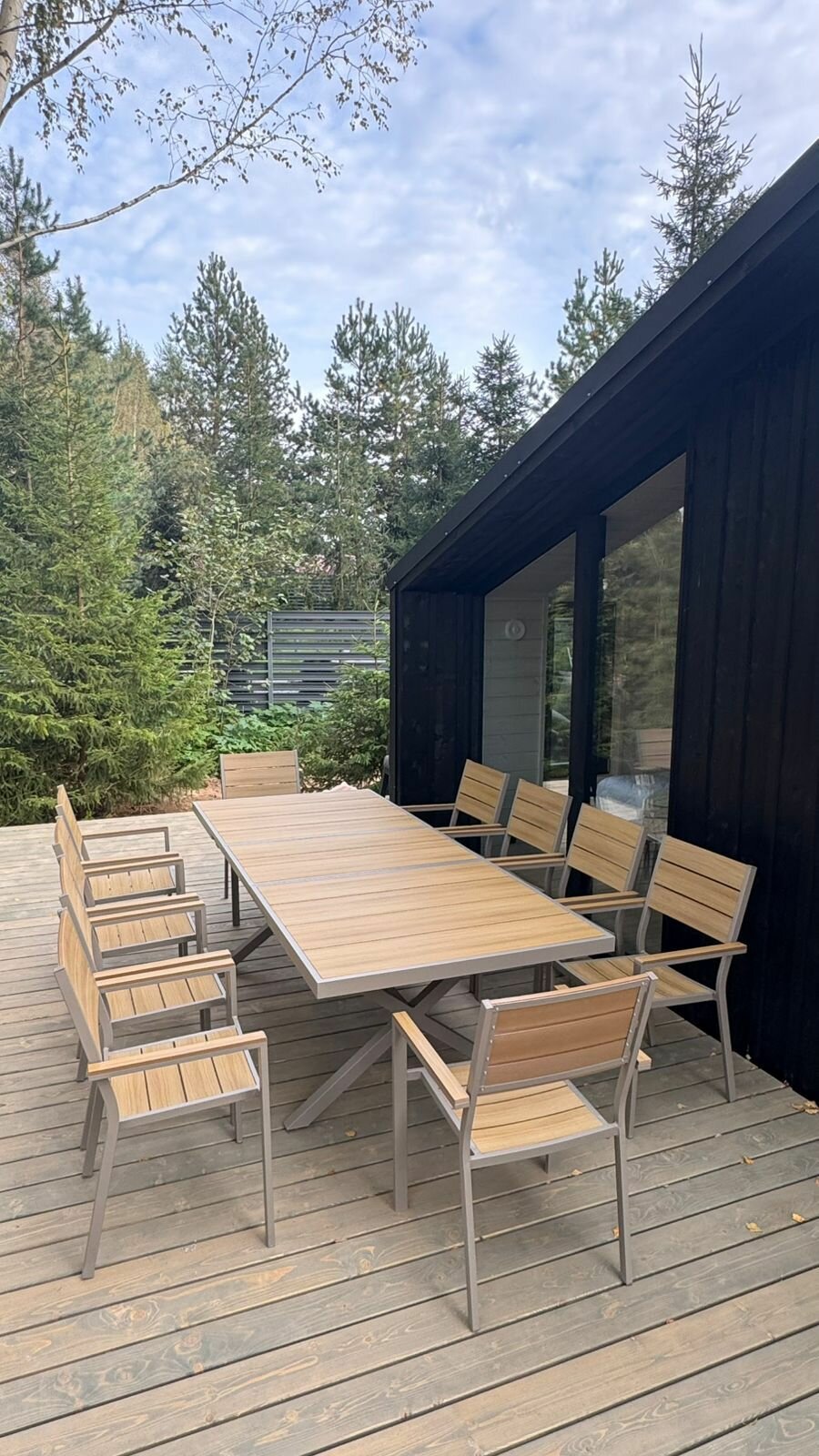 Садовая мебель комплект из 11 элементов, автоматический, раздвигающийся обеденный стол, 10 стульев, комплект хорека