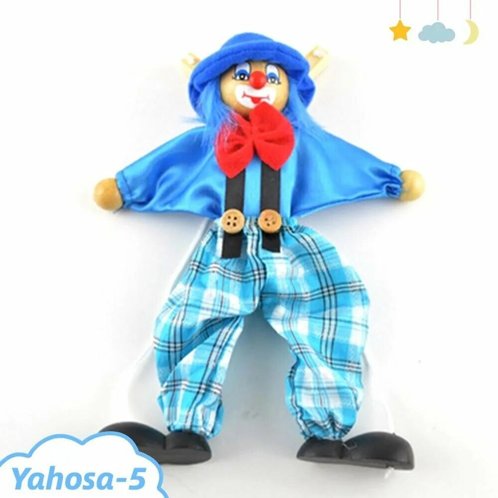 Забавная красочная марионетка на веревочке синий