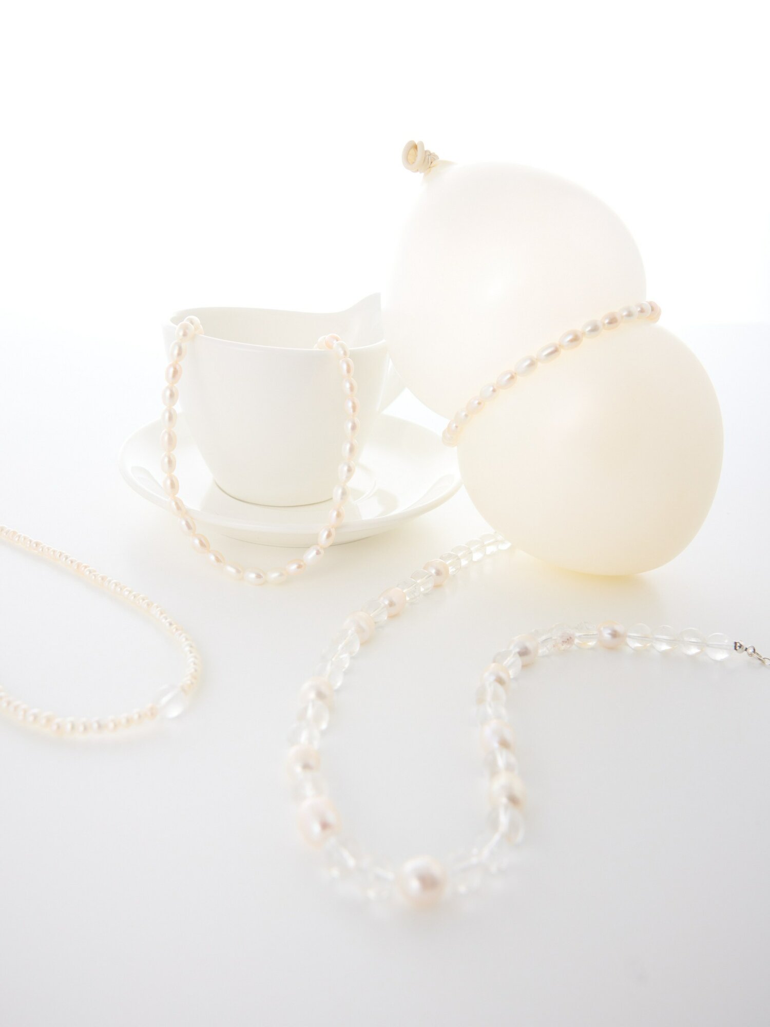 Чокер TAKE FIVE JEWELRY, жемчуг пресноводный культивированный, горный хрусталь, длина 38 см, белый в серебре — фото 1