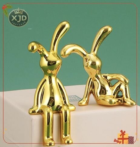 Статуи в доме, интерьер, статуэтка кролика, кроличье золото 2 шт.