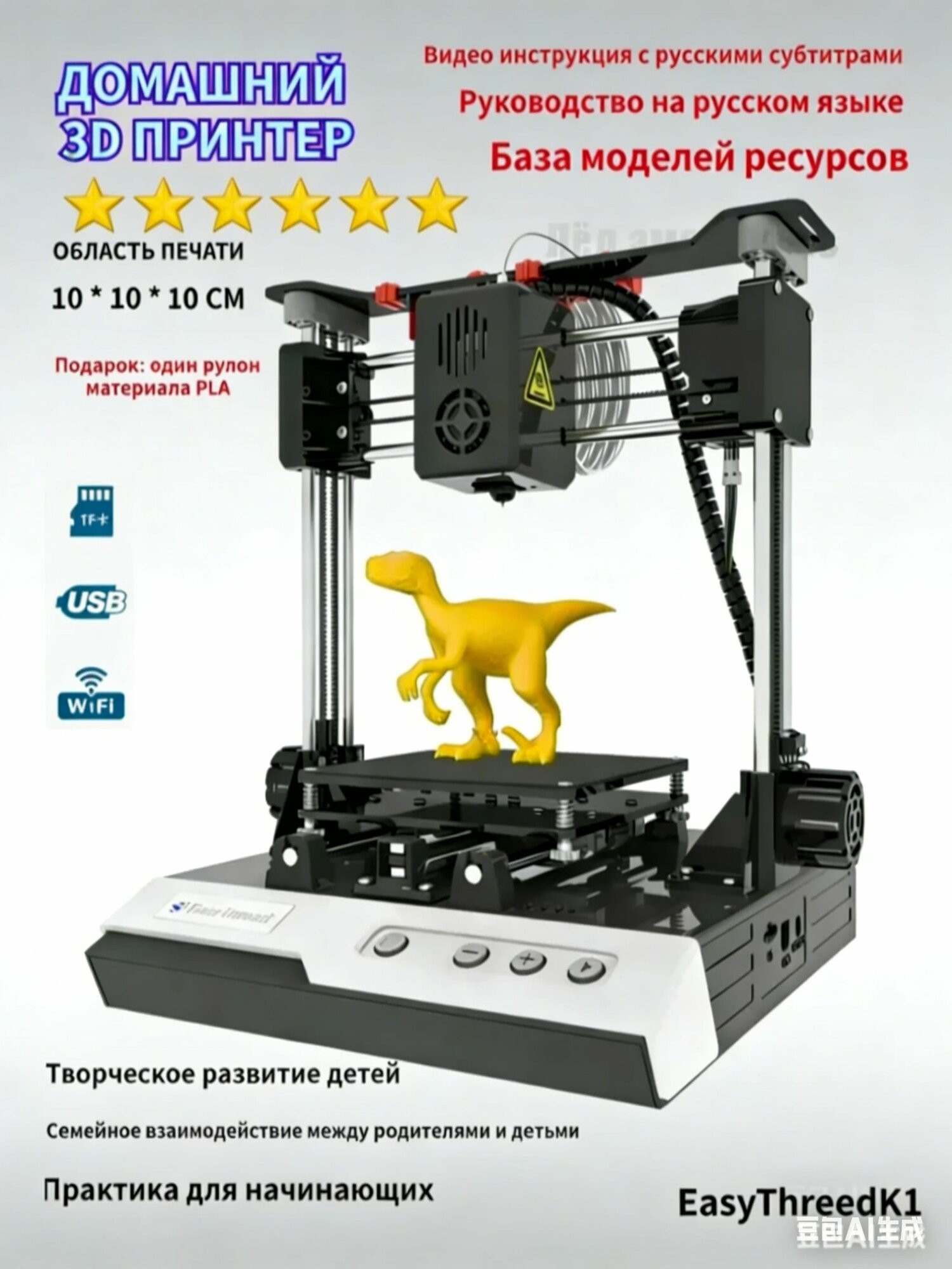 Легкий ход K1 3d-принтер, Детские развивающие игрушки черное