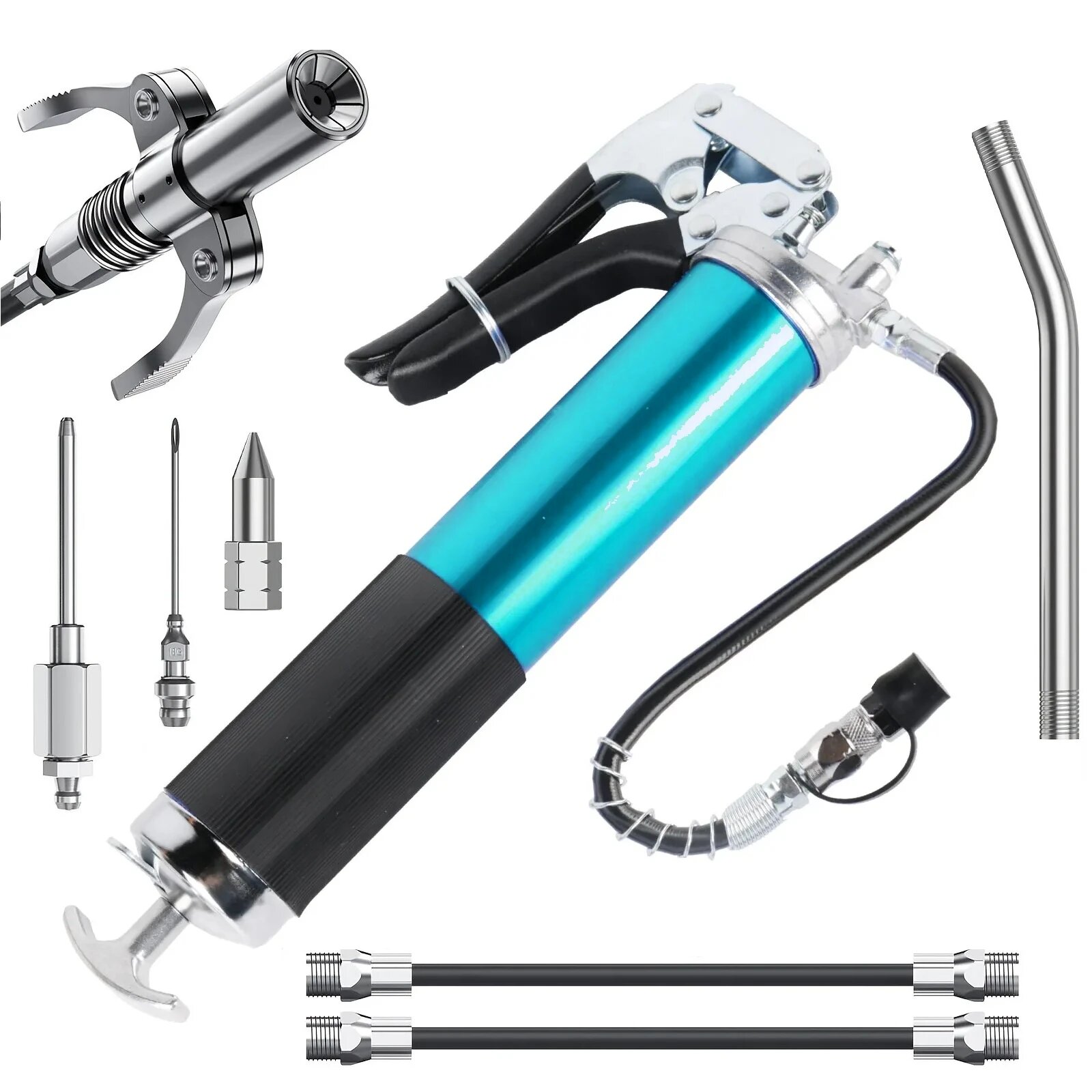 Профессиональный Набор Для Смазки: Мощный Шприц Для Смазки 8000 Фунтов На Кв. Blue B without bag