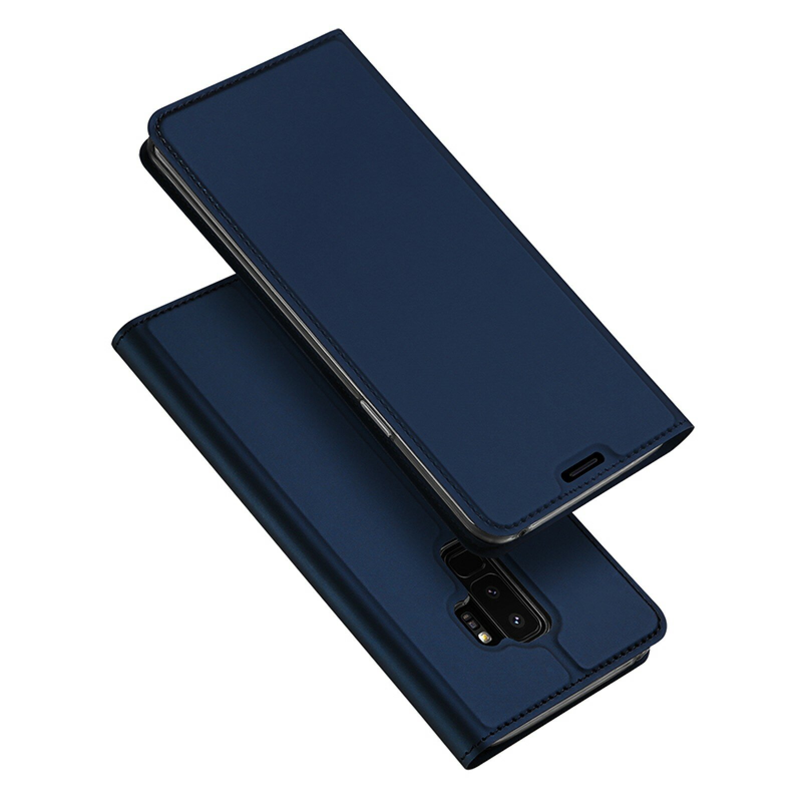 Чехол-книжка MyPads для Samsung Galaxy S9 Plus с водоотталкивающей поверхностью и мульти-подставкой на металлической основе синий