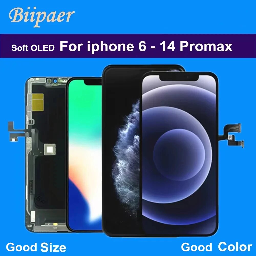 Мягкий OLED LCD-дисплей для iPhone X, XS, 11 Pro, LCD-экран с сенсорным экраном для iPhone 13 XR OEM
