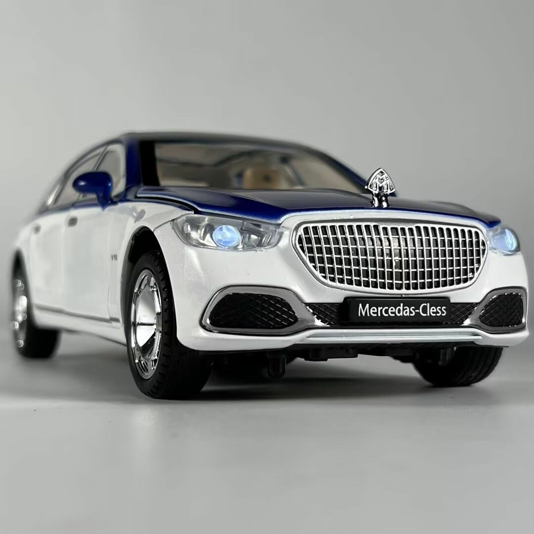 1:24 Mercedes Benz Maybach S680 Key Control, Детские автомобильные игрушки, С звуком и светом, Декоративные предметы для стола, Модель люксового автомобиля Мерседес-Бенц Майбах