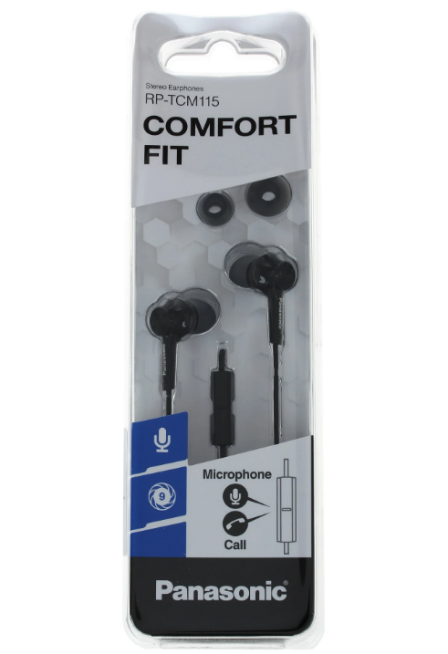 Наушники Panasonic RP-TCM115GCK Black, проводные, закрытые, 9мм, черные