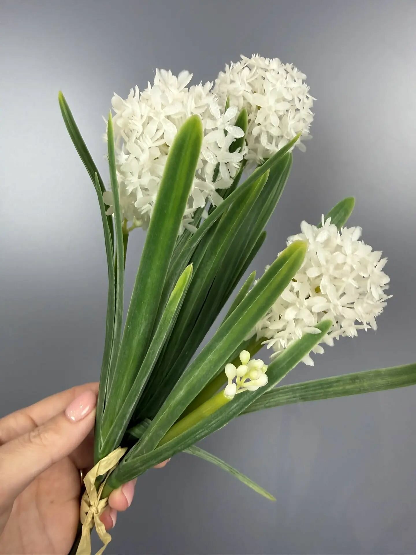 Искусственные цветы весенний букет для декора Аллиум лук из силикона белый 30 см