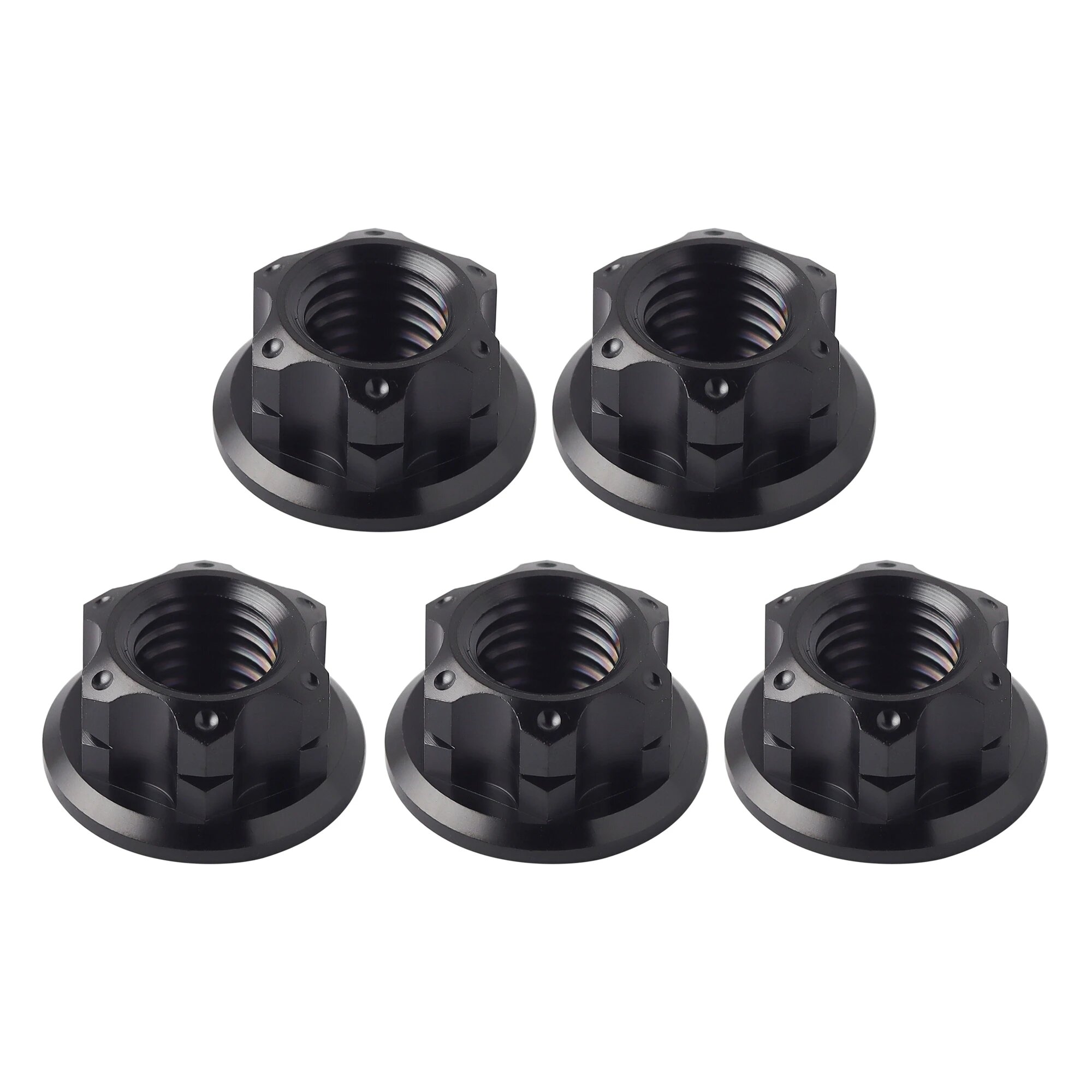 XMSJ Титановые фланцевые гайки M6 M8 M10 M12 для велосипеда 5 шт M10 Pitch1.25mm, 5pcs Black