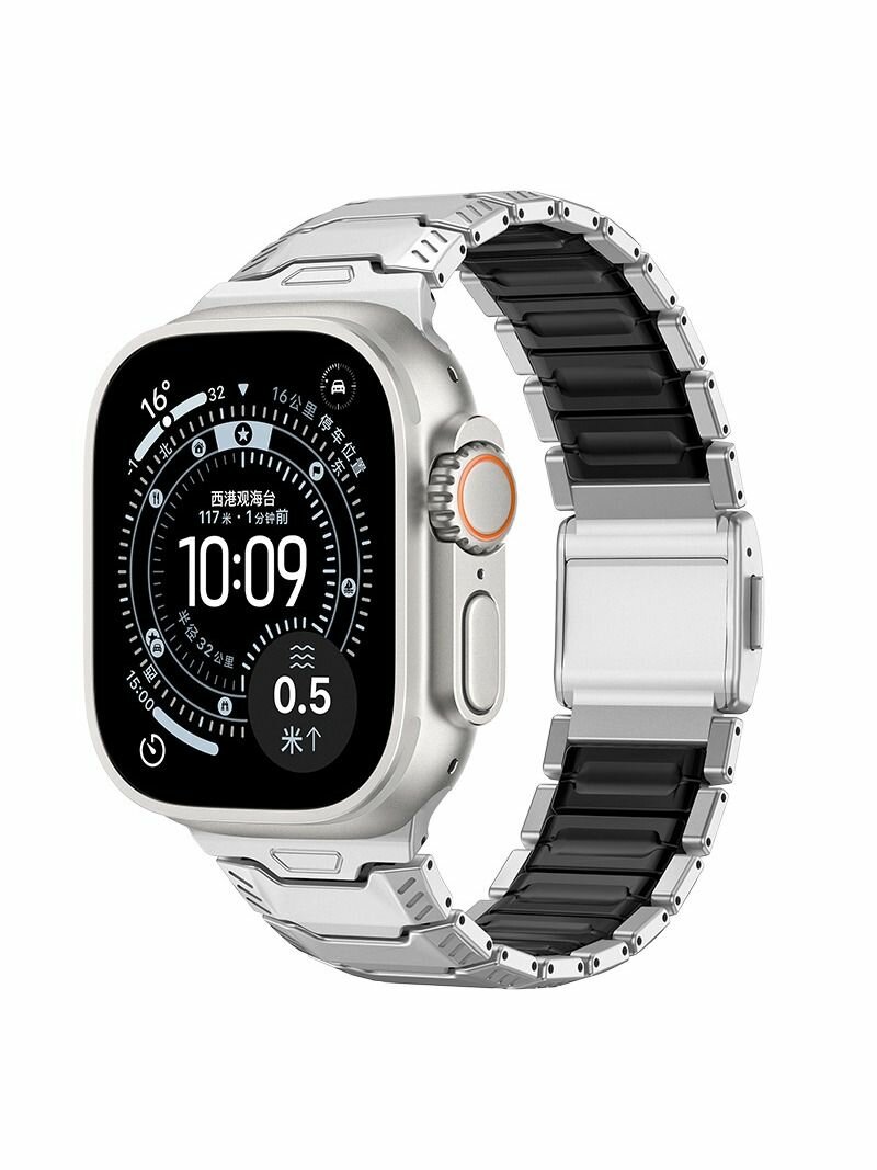 Флуороэластомерный резиновый ремень из сплава цинка для Apple Watch Ultra 3 2 49 мм 10 11 46 мм Магнитная лента