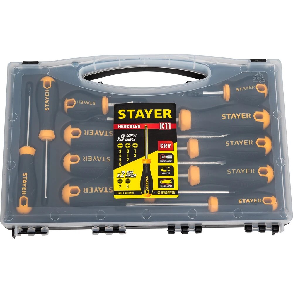 Набор отверток STAYER Hercules-K11 11 шт 25055-H11, пластиковая, для труднодоступных мест