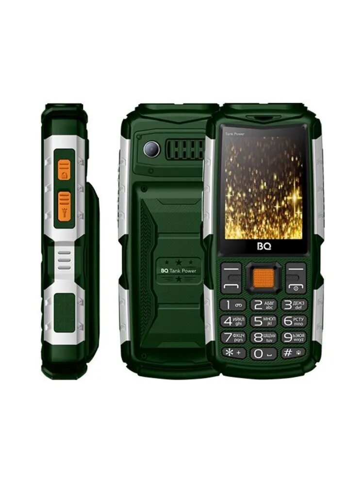 Мобильный телефон BQ 2430 Tank Power Green Silver (зеленый/серебристый)