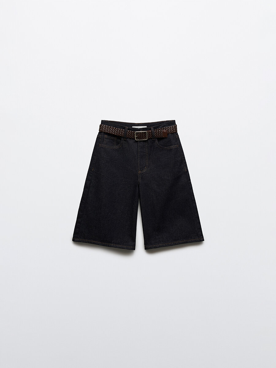 Бермуды джинсовые с высокой посадкой и ремнем