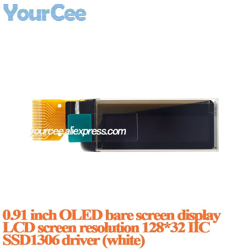 OLED 0.91" 128x32, SSD1306, белый