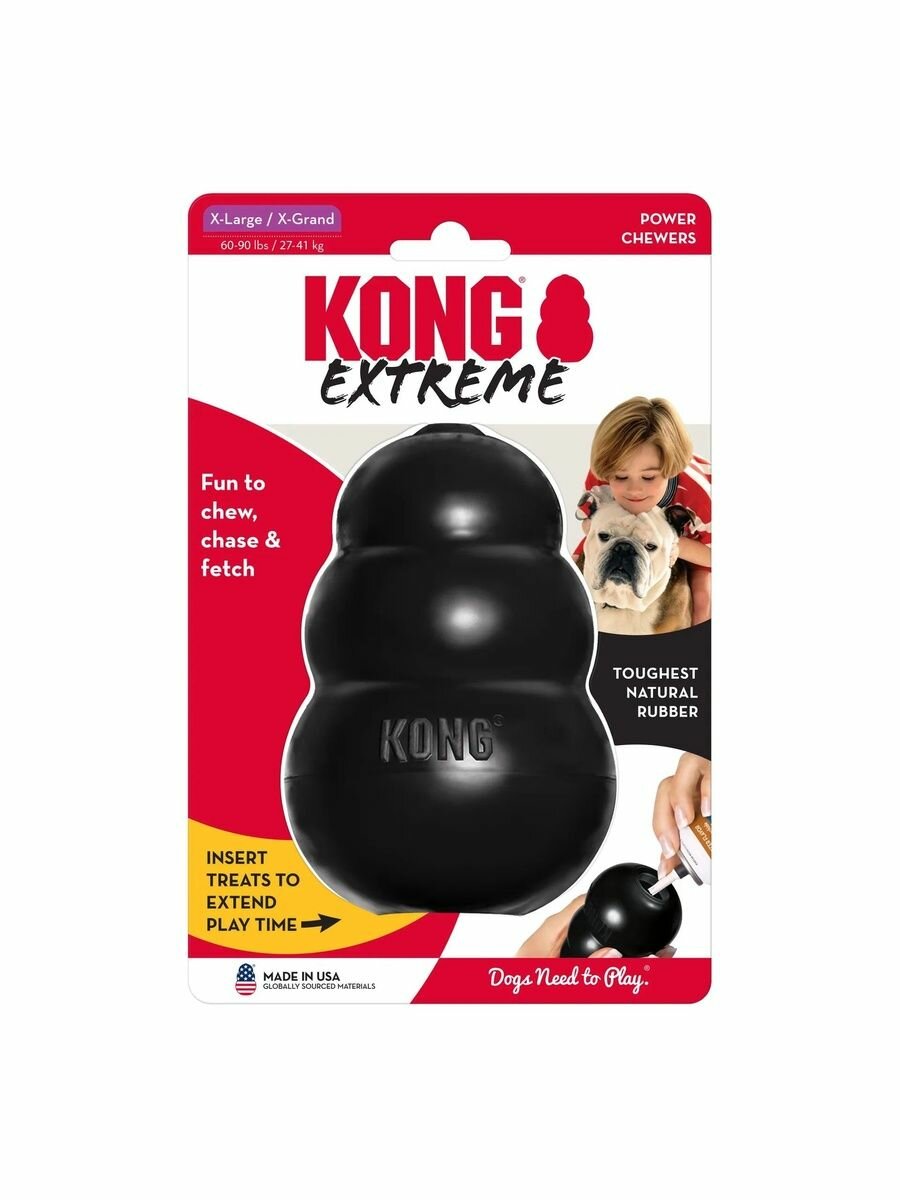 KONG Extreme XL, прочная игрушка для лакомств для собак, чёрная