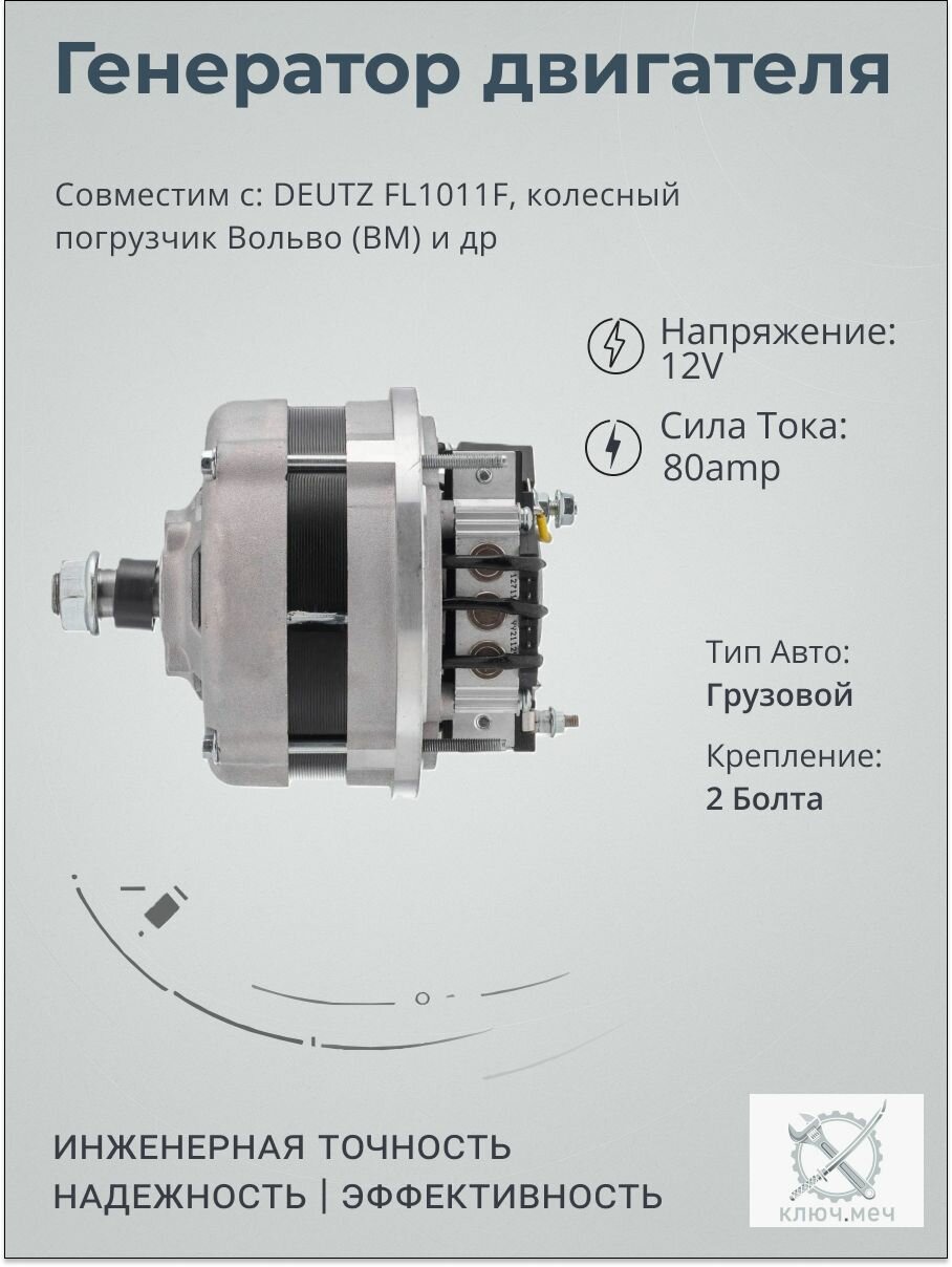 Генератор для DEUTZ FL1011F, колесный погрузчик Вольво (BM)