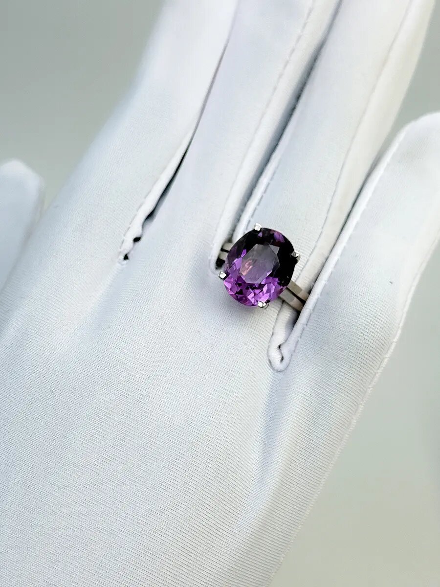 Кольцо, серебро, 925 проба, родирование, аметист