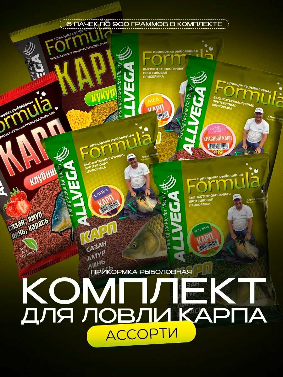 Прикормка для рыбалки Формула Ассорти карп сазан амур 6 шт