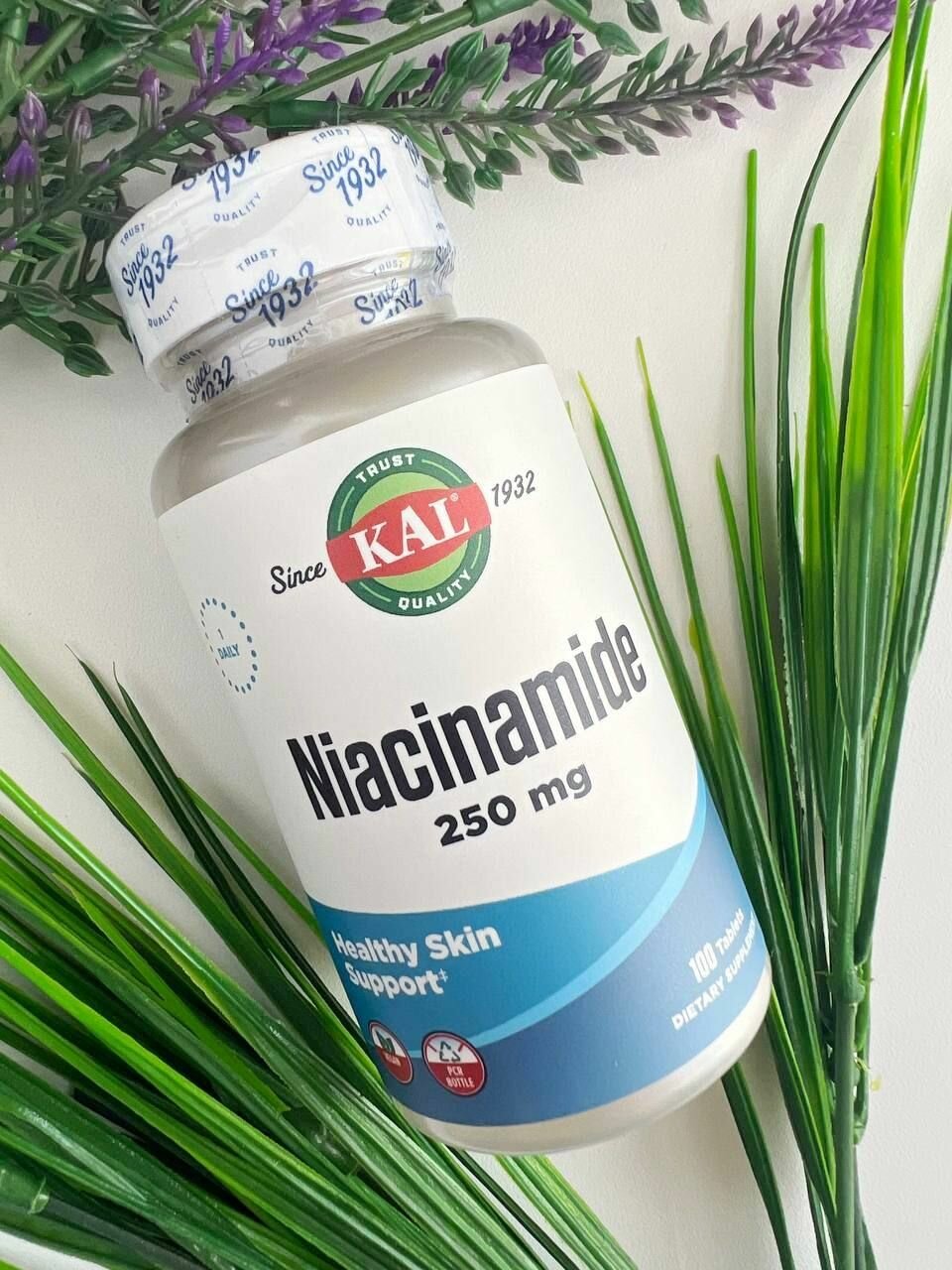 Витамины KAL Niacinamide, для нервной и пищеварительной систем, 250 мг, 100 табл.