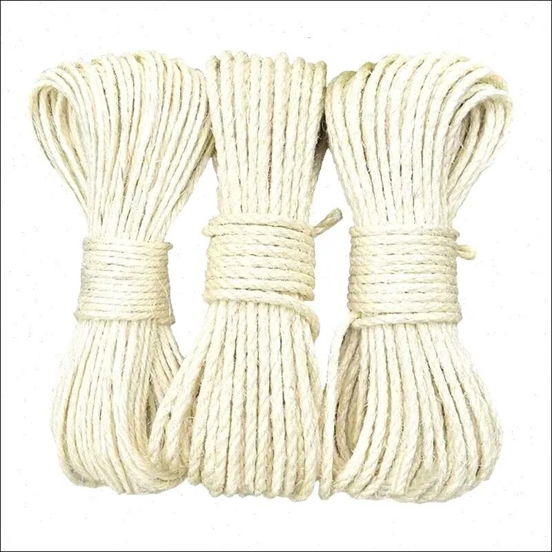 Натуральный сизалевый канат для кошачьих деревьев диаметром 5 мм и длиной 50 метров / Замена когтеточки для кошек