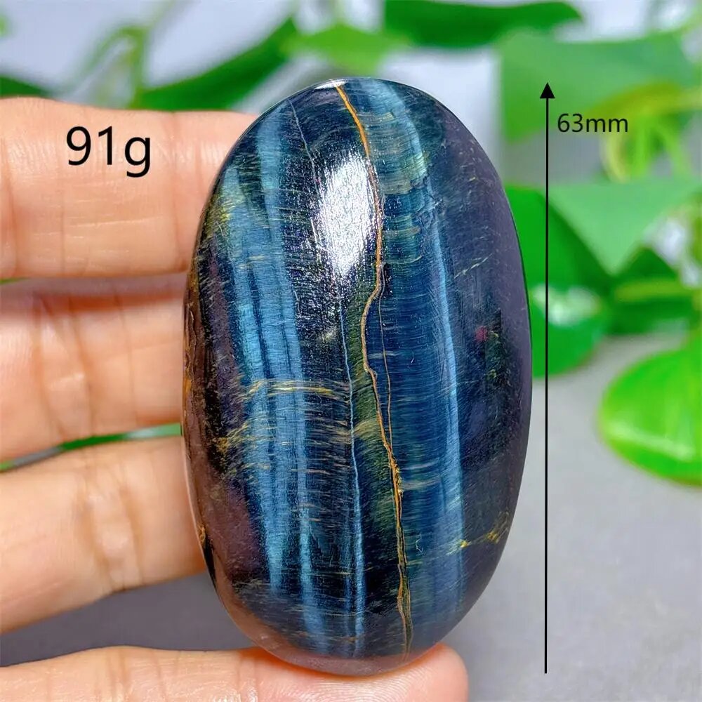 Натуральный тигровый глаз, сине-желтый, камень для дома 21