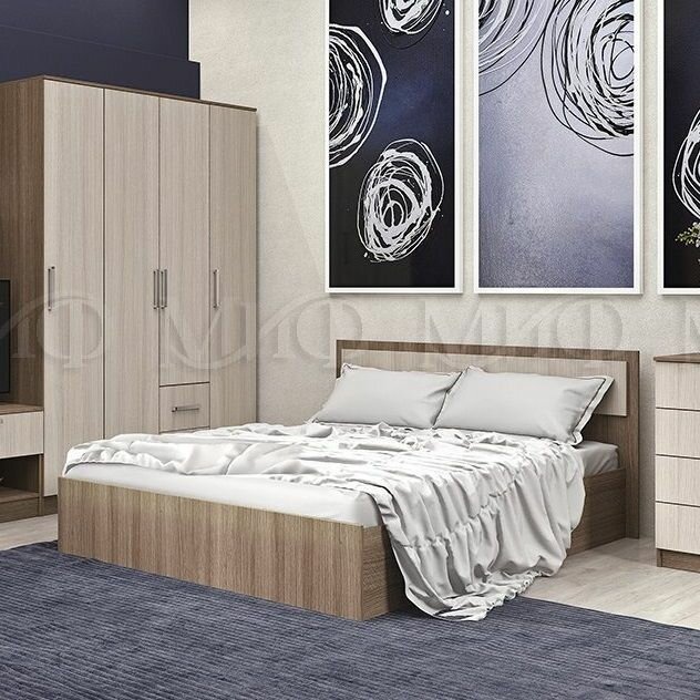 Фиеста Кровать 1,6м (Ясень шимо светлый/Ясень шимо темный)