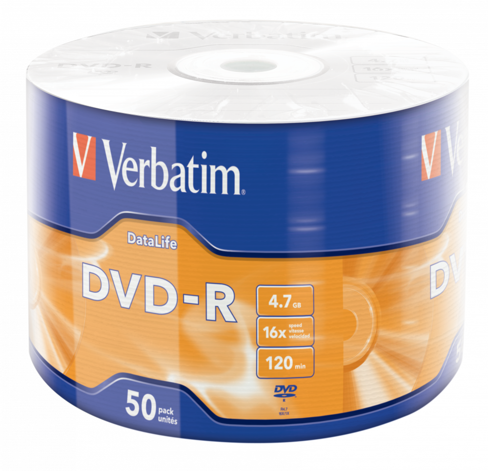 Диск оптический Verbatim DVD-R 16x 4,7GB DataLife Silver Mate, Bulk, 50 шт.