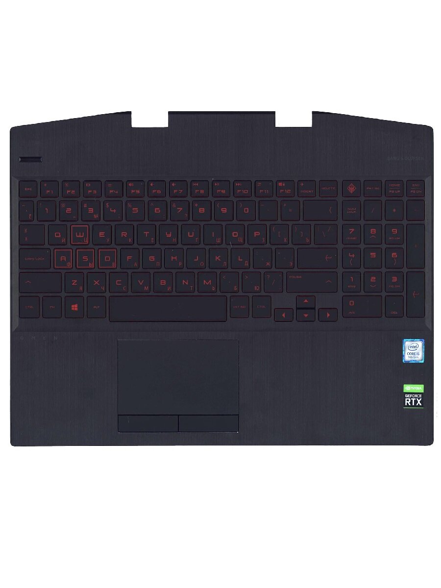 Клавиатура для ноутбука HP Omen 15-DH красная подсветка, топкейс
