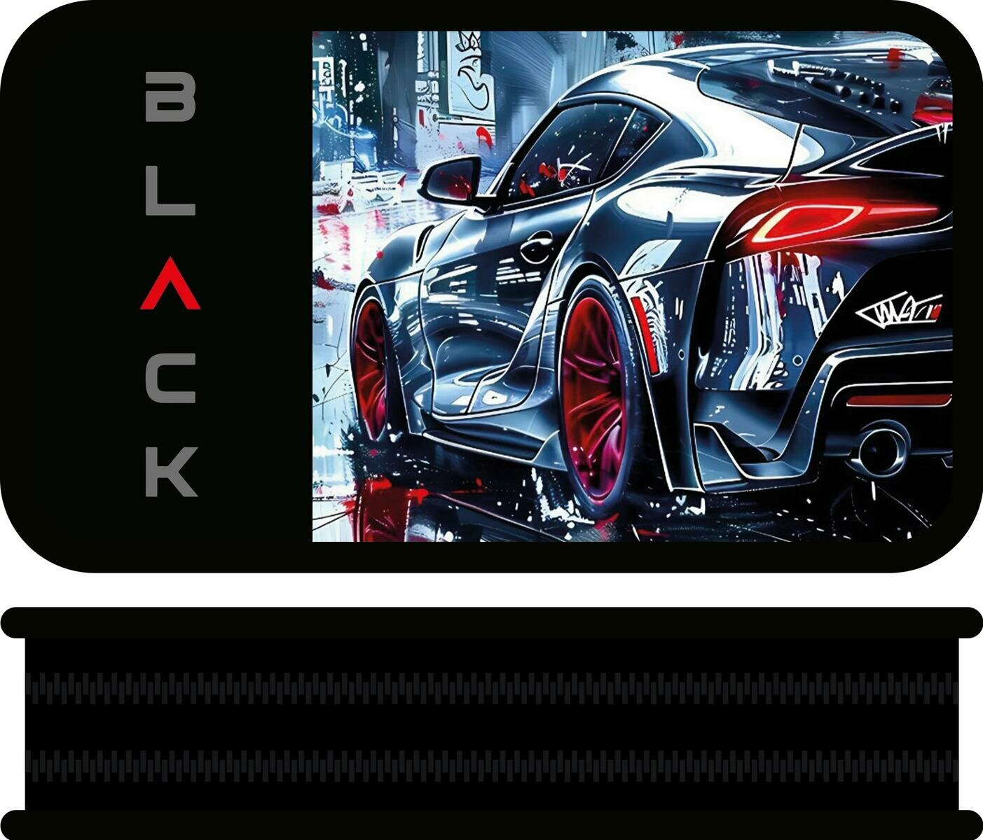 Пенал 2секц. "Black car 2026", тканевый торец, 190/105мм, черный