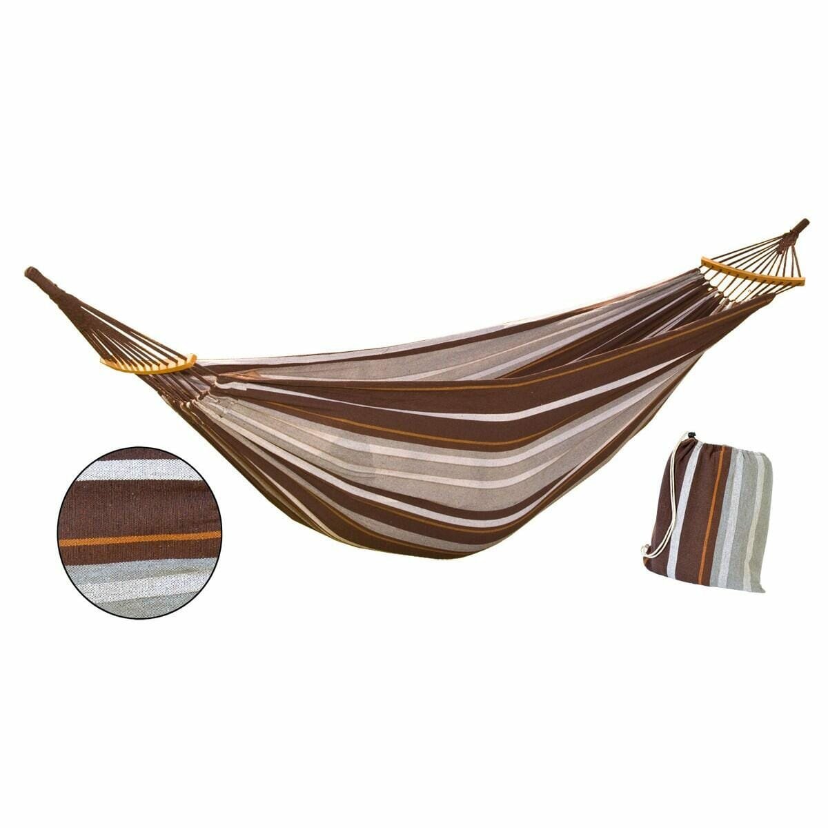 DECATHLON Гамак Royokamp Luxe XXL, коричневый/бежевый, 250x150 см, нагрузка 150 кг