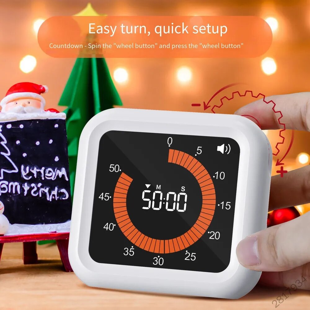 Facute Digital Kitchen Timer with Visual Timer Display, Black Timer for Cooking, Study, Shower, Countdown Timer with Adjustable Volume — фото 1